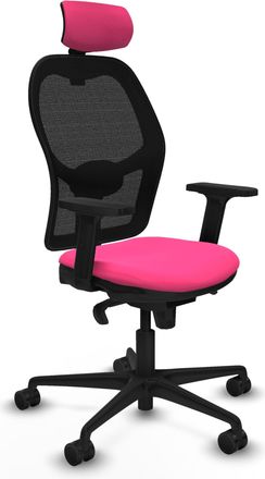 Piqueras y Crespo Schreibtischstuhl mit 2D-Armen, h&ouml;henverstellbare Lendenwirbelst&uuml;tze und h&ouml;henverstellbares Kopfteil, Schwarz / Rosa