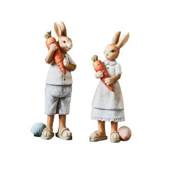 Loberon Hase 2er Set Gimont, handbemaltes Häschen-Paar, detailverliebt gestaltet, nostalgischer Charme, Osterhasen, Ostern, Osterdeko, Osterfiguren, Polyresin