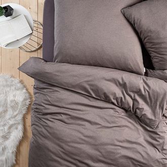ESTELLA Bettwäsche Takoma | Taupe | 155x220 cm + 80x80 cm | bügelfreie Qualität | pflegeleicht & trocknerfest | ideale Vier-Jahreszeiten-Garnitur | 100% Baumw