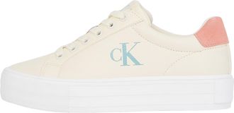 Calvin Klein Damen Vulcanized Sneaker Bold Low Top, Mehrfarbig (Creamy White/Rose Tan/Blue Surf), 39