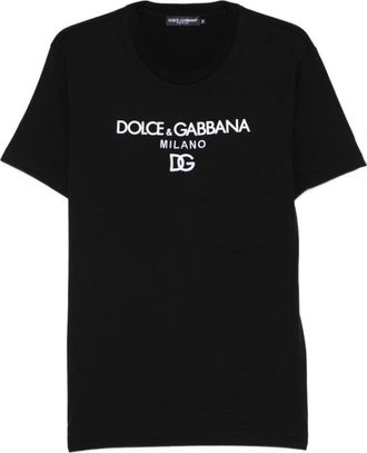 Dolce & Gabbana Homme, Tops, Noir, Taille: 5XL Logo Crew Neck T-Shirt