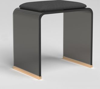 Generic Durchsichtiger Acrylhocker Mit Samtkissen - Moderne Bank Mit Goldbesatz for Schminktisch, Eingangsbereich, Schlafzimmer(Black+Black,H45cm/17.7in)