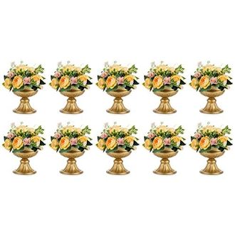 Nuptio Nuptio Vases Or pour Centres de Table Mariage - 10 Pi&egrave;ces 16.4cm Hauteur M&eacute;tal Vase Urne &Eacute;l&eacute;gants Centres Mariage Vrac pour Tables Petites Urnes Vase 