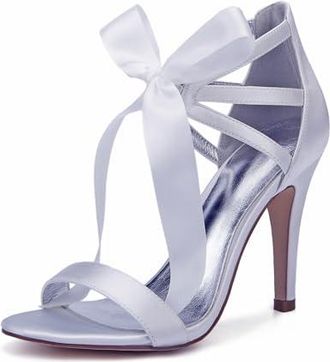 Generic Escarpins Femme Bout Ouvert Mari&eacute;e Stylet Talons Sandales Chaussures De Mariee Bal Dress F&ecirc;te Bridal 10.5Cm,Blanc,40 EU
