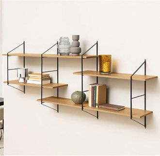 ebuy24 Ebuy24 - Etag&egrave;re murale 191x25,5x79 cm d&eacute;cor ch&ecirc;ne et m&eacute;tal - michka