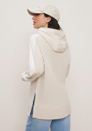 Tamaris Hoodie mit Kapuze, h&uuml;ftbedeckende L&auml;nge mit Kontraststreifen und Schriftzug, aus elastischer Baumwollqualit&auml;t