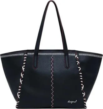 Desigual Femme, Sacs, Noir, Taille: ONE Size Manhattan Pespuntes Guimar Shoulder Bag