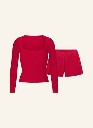SKIMS Skims Shorty-Schlafanzug Waffle Sleep rot