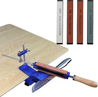 Dioche Aff&ucirc;teur de Coupe Portable, Outils Professionnels de Syst&egrave;me daff&ucirc;tage de Cuisine en M&eacute;tal avec Outil de Meulage de Pierre &agrave; Aiguiser &agrave; Angle Fixe et 