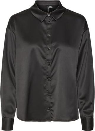 Vero Moda Vero Moda Vmmerle Ls WVN GA T-Shirt Chemise à Manches Longues, Noir, Medium Femmes