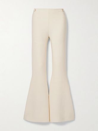 Gabriela Hearst Pantalon Évasé En Laine Et Cachemire Mélangés À Ornements Ayala - Ivoire