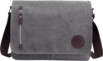 Generic Sac à bandoulière en toile pour homme et femme pour lécole, le travail, les voyages, gris, gris, Taille unique