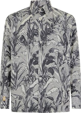Billionaire Boys Club Homme, Chemises, Beige, Taille: 3XL Printed Silk Shirt Palms All-Over