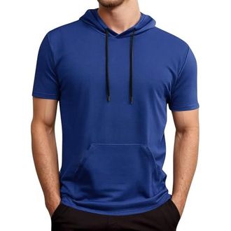 Generic T-shirt pour homme avec capuche et poche pour activit&eacute;s de plein air, t-shirt dentra&icirc;nement de basketball d&eacute;t&eacute; avec cordon de serrage, v&ecirc;tements de sp
