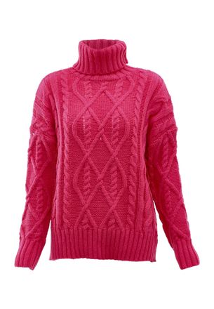 Mymo Rollkragenpullover Damen Fuchsie