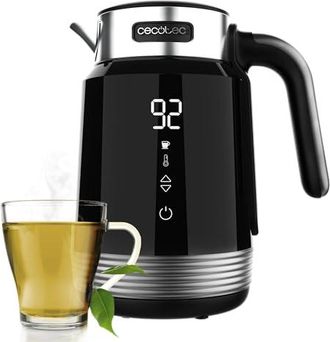 Cecotec Elektrischer Wasserkocher ThermoSense 600 Touch Black, 1,7 l, 2.200 W, BPA-frei, Edelstahl und Kunststoff von höchster Qualität, LED-Licht und Betrieb