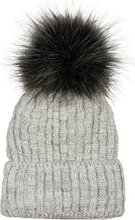 styleBREAKER Bonnet en Maille avec Pompon Unisexe, avec Motif tress&eacute; et Doublure en Polaire, Bonnet dhiver avec Un Pompon en Fausse Fourrure, fabriqu&eacute; en Pologne 0