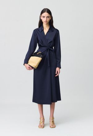 Claudie Pierlot Robe satin&eacute;e mi-longue portefeuille