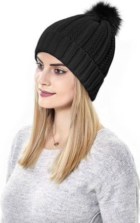 Generic Bonnet Femme Hiver Bonnet Femme Chapeau Femme Hiver Confortable Classique - Tricot &Eacute;pais Douillet Hiver, Style Ample Et Chaud, Parfait pour Journ&eacute;es F