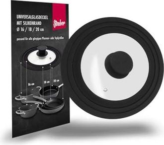 Steuber culinario - Couvercle universel en verre - trou vapeur et contour en silicone - anti-&eacute;claboussures - pour diam&egrave;tre : 16/18/20