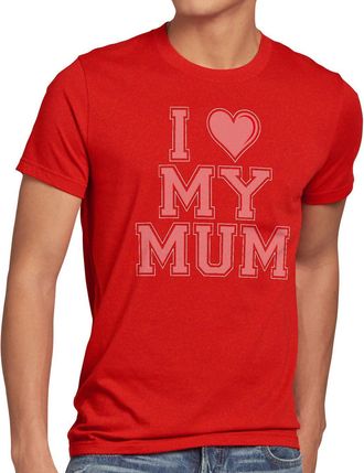 style3 I Love My Mum Herren T-Shirt, Gr&ouml;&szlig;e:M, Farbe:Rot