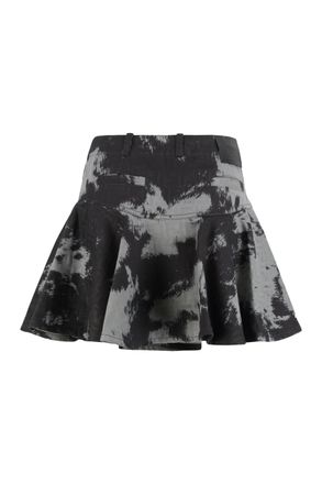 Fendi Womens Denim Skirt Ff Jacquard Black Cotton