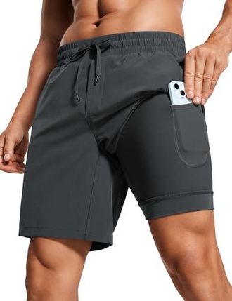 CRZ YOGA Short Running Homme avec Doublure - 18 cm Gris Encre L