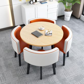 Generic 5-teiliges K&uuml;chen-Esszimmer-Set, runder Fr&uuml;hst&uuml;ckstisch mit 4 St&uuml;hlen, runder Konferenztisch f&uuml;r K&uuml;che/Esszimmer