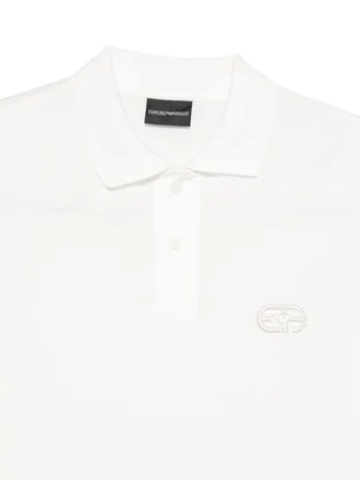 Emporio Armani Logo-Embroidered Cotton Polo - White