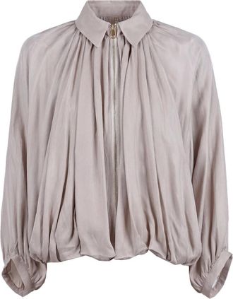 Souvenir Femme, Blouses et Chemises, Beige, Taille: 36 FR Veste Pliss&eacute;e &agrave; Manches Bouffantes