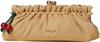 Twinset Femme, Sacs, Jaune, Taille: ONE Size Pochette en raphia avec breloque