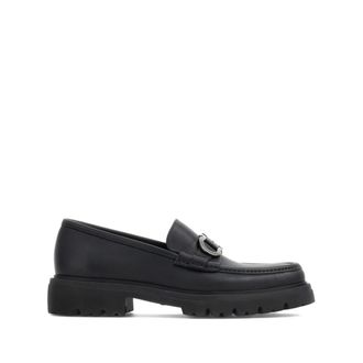 Ferragamo Schwarze flache Schuhe mit Gancini-Schnalle - - Shoes - Herren - Schwarzk - 42 1/2 EU