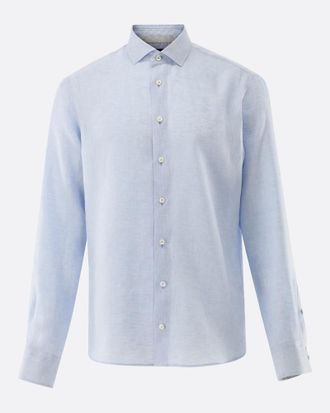 van Laack Leinenhemd mit Kontrast und Haifischkragen