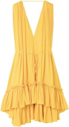 AZ FACTORY AZ Factory, Femme, Robes, Jaune, Taille: 36 FR Robe Courte Sans Manches &agrave; Col en V