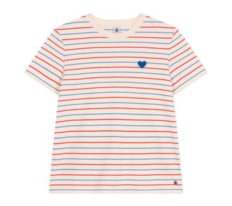 Petit Bateau Damen A0CSH Kurz&auml;rmeliges T-Shirt, Ecru/Mehrfarbig, S