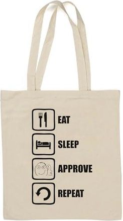 Generic Eat Sleep Approve Repeat Meme Slogan Sac fourre-tout en coton naturel Blanc