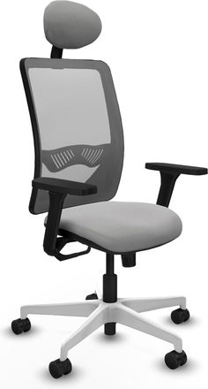 Piqueras y Crespo B&uuml;rostuhl Zulema mit 3D-Armlehnen, h&ouml;henverstellbarer Lendenwirbelst&uuml;tze und festem Kopfteil, ausgestattet mit 3 Positionen und Schneidschaum, Grau/He