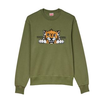 Kenzo Fr&ouml;hlicher Tiger Bestickter Pullover Gr&uuml;n - - Sweatshirts & Hoodies - Herren - Gr&uuml;n - M