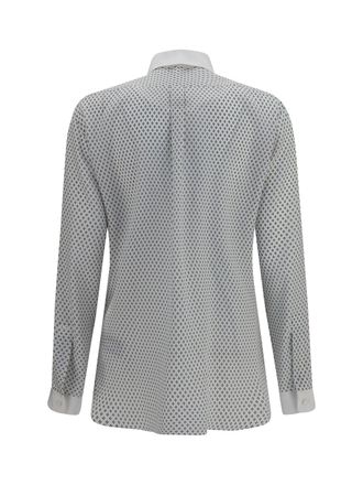 Tom Ford Womens Silk Shirt Diamond Print Off White-Black White/black