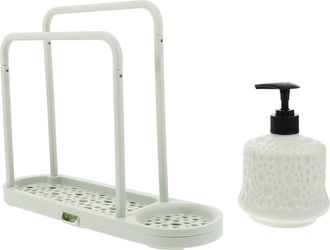 NUOBESTY Multifunktionaler Küchen spülbecken Organizer Abtropfgestell für Spülschwämme und Geschirrtücher Platzsparender Rostfreier Kunststoffhalter für Küchen