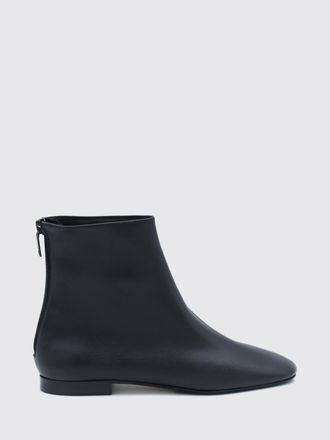 Toteme Bottines en cuir lisse avec talon bas et zip arri&egrave;re