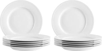 M&auml;ser Serie Arlona, Teller Set f&uuml;r 6 Personen, 6 Speiseteller aus Porzellan, zeitlos, elegant, Porzellan, wei&szlig; (Packung mit 2)