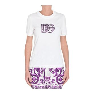 Dolce & Gabbana Femme, Tops, Blanc, Taille: 38 FR T-shirt DG Baroque Print
