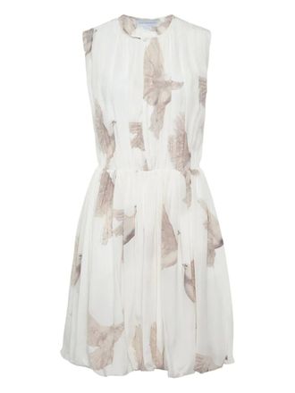 Stella McCartney robe mi-longue imprimée à fronces - Tons neutres