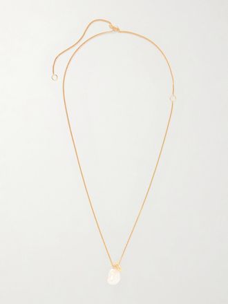 Jil Sander Goldfarbene Kette Mit Perle