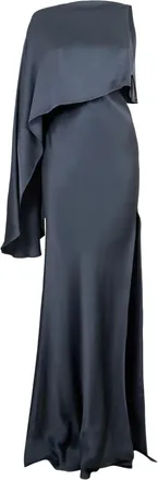 Sally Lapointe robe longue drap&eacute;e &agrave; manches asym&eacute;triques - Bleu