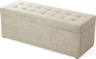 MG Design Polsterhocker 45 x 120 cm Beige mit Stauraum (ca. 140 l), Tragkraft bis zu 300 kg, ohne Montage und leicht zu reinigen, stabil - für Wohnzimmer, Schla