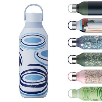Chilly's Series 2 Bottle - Thermosflaschen aus Edelstahl mit doppelwandiger Isolierung, weichem Trinkverschluss und Trageschlaufe - Klein Blue Hockney, 500ml