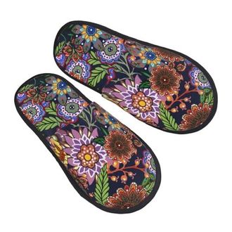 Generic Pantoufles Moelleuses Fleur Vintage Chaussures Doux Hiver Chaussons Pour Femme Int&eacute;rieur Ext&eacute;rieur M