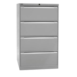 Bisley H&auml;ngeregistraturschrank, 2-bahnig - 4 Sch&uuml;be, DIN A4 - lichtgrau | DF4 14